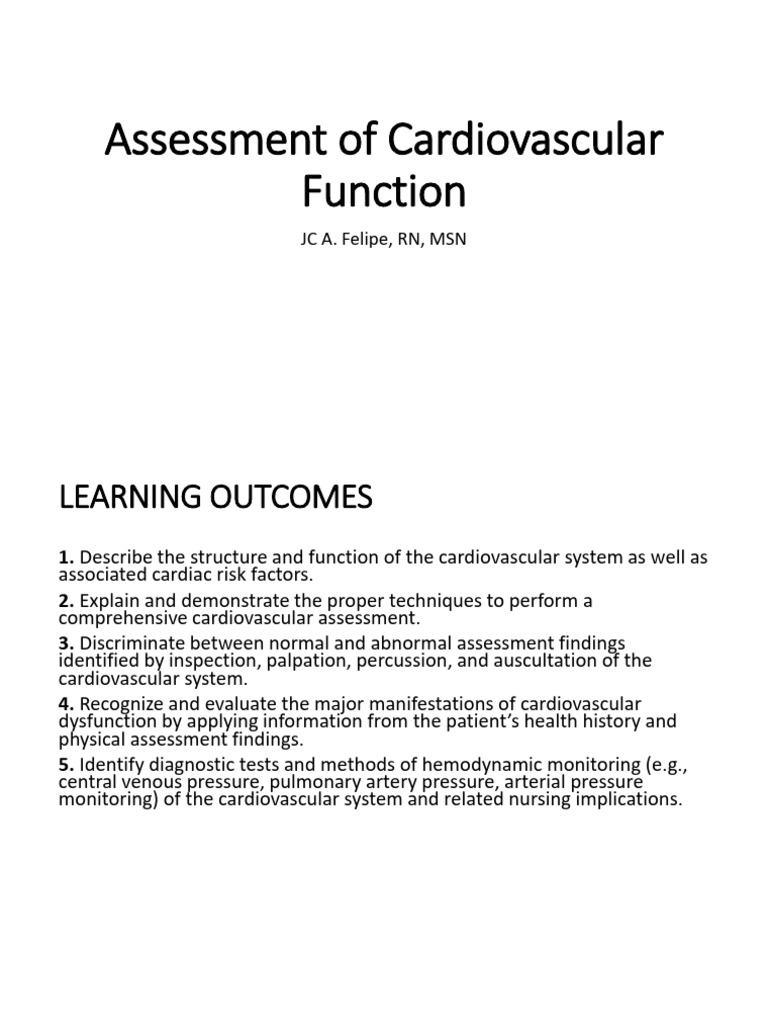 Assessment of Cardiovascular Function | PDF | Heart Valve | Heart