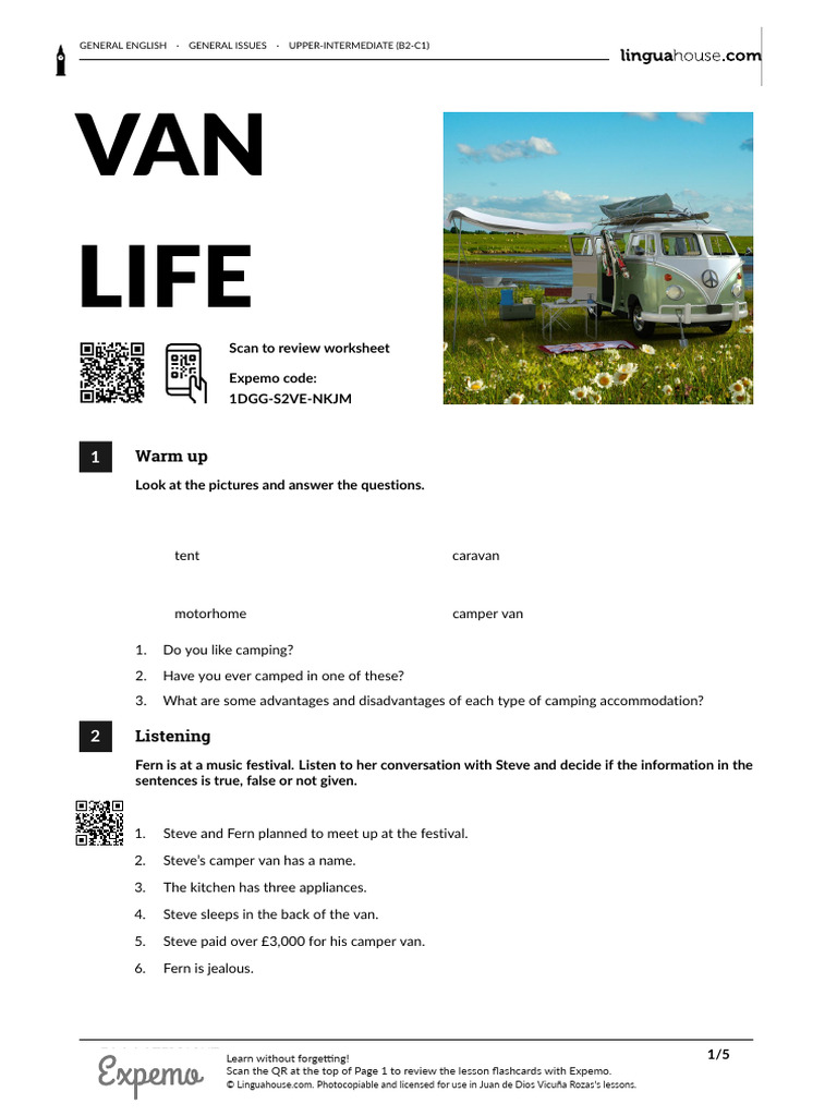 Van Life British English Student | PDF | Volkswagen | Manufactured Goods