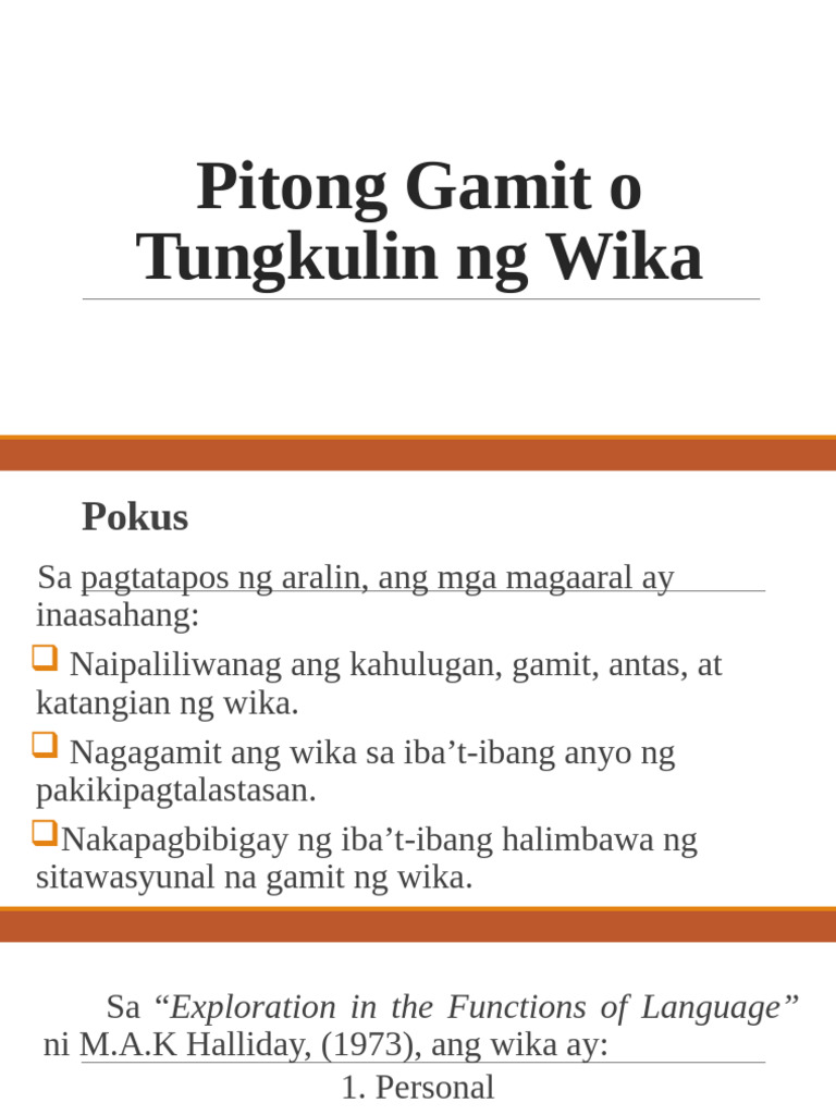 Pitong Gamit NG Wika | PDF