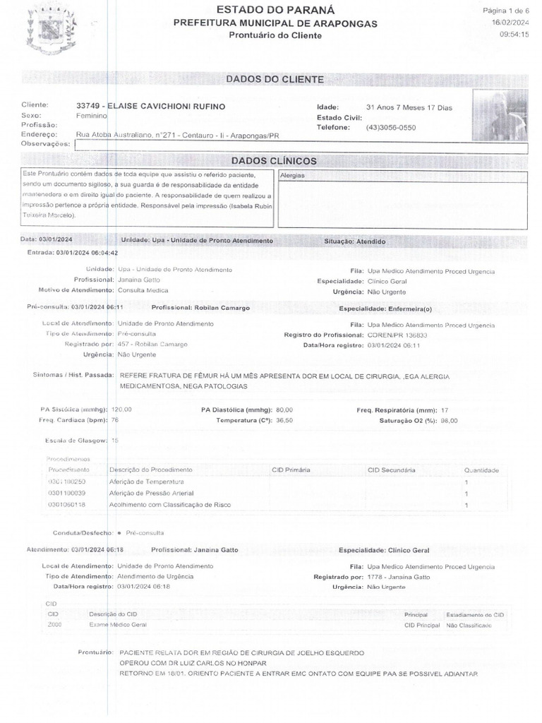 Prontuario Upa | PDF