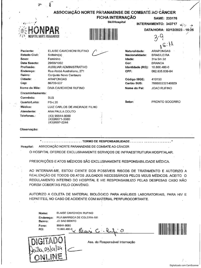 Prontuario Honpar | PDF