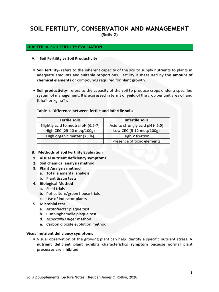 Chapter 4 soils fertility evaluation | PDF | Plant Nutrition | Soil