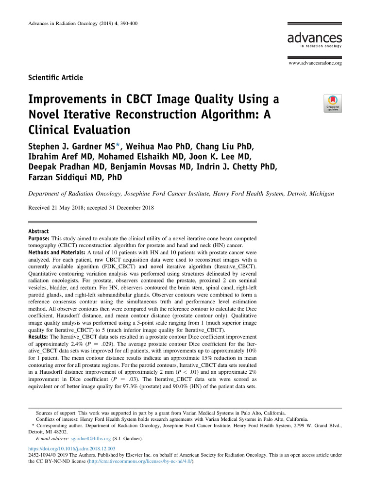 Improvements in CBCT Image Quality Using A Novel Iterative ...