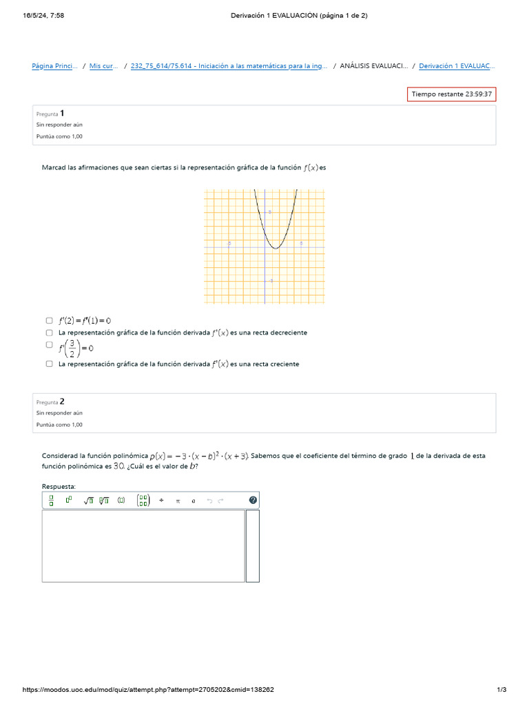 Derivación 1 EVALUACIÓN (Página 1 de 2) | PDF | Derivado | Función (Matemáticas)