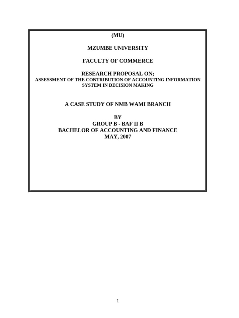 Research Proposal-CONTRIBUTION OF ACCOUNTING INFORMATION SYSTEM IN ...