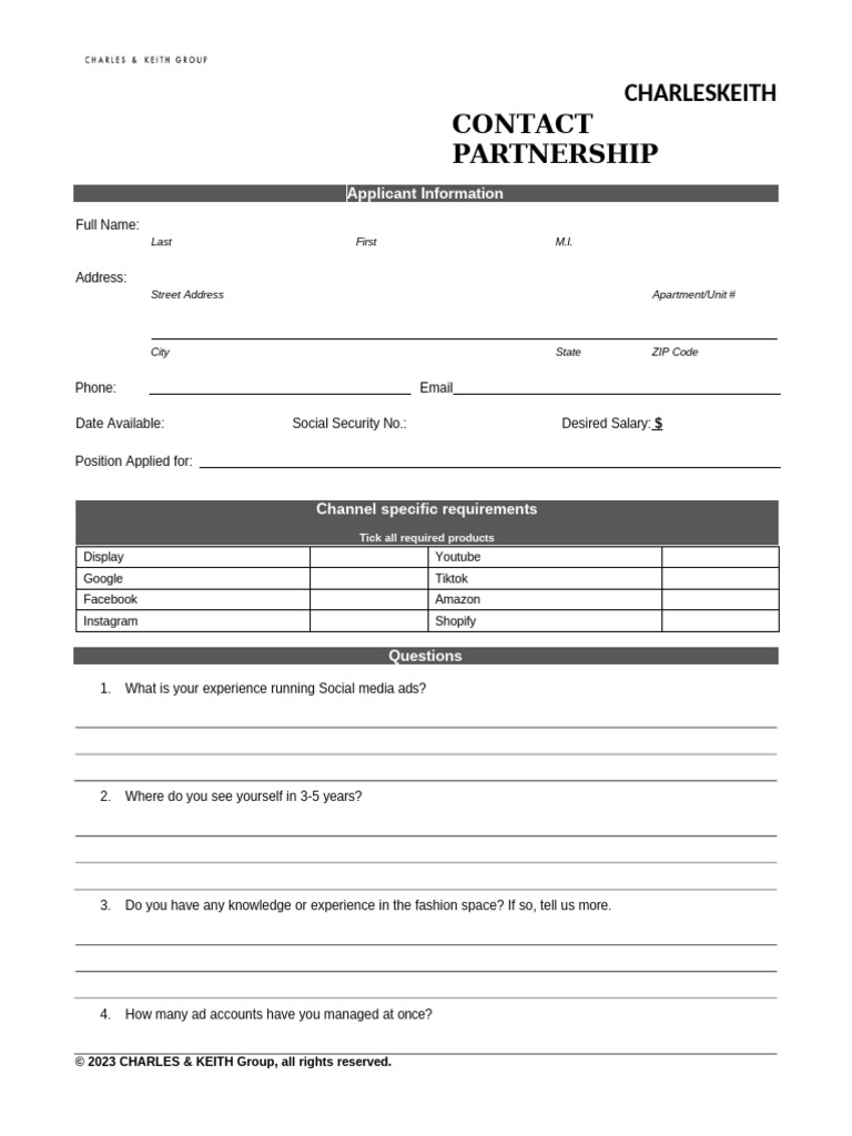 Charles&Keith - Contact Partnership Form | PDF