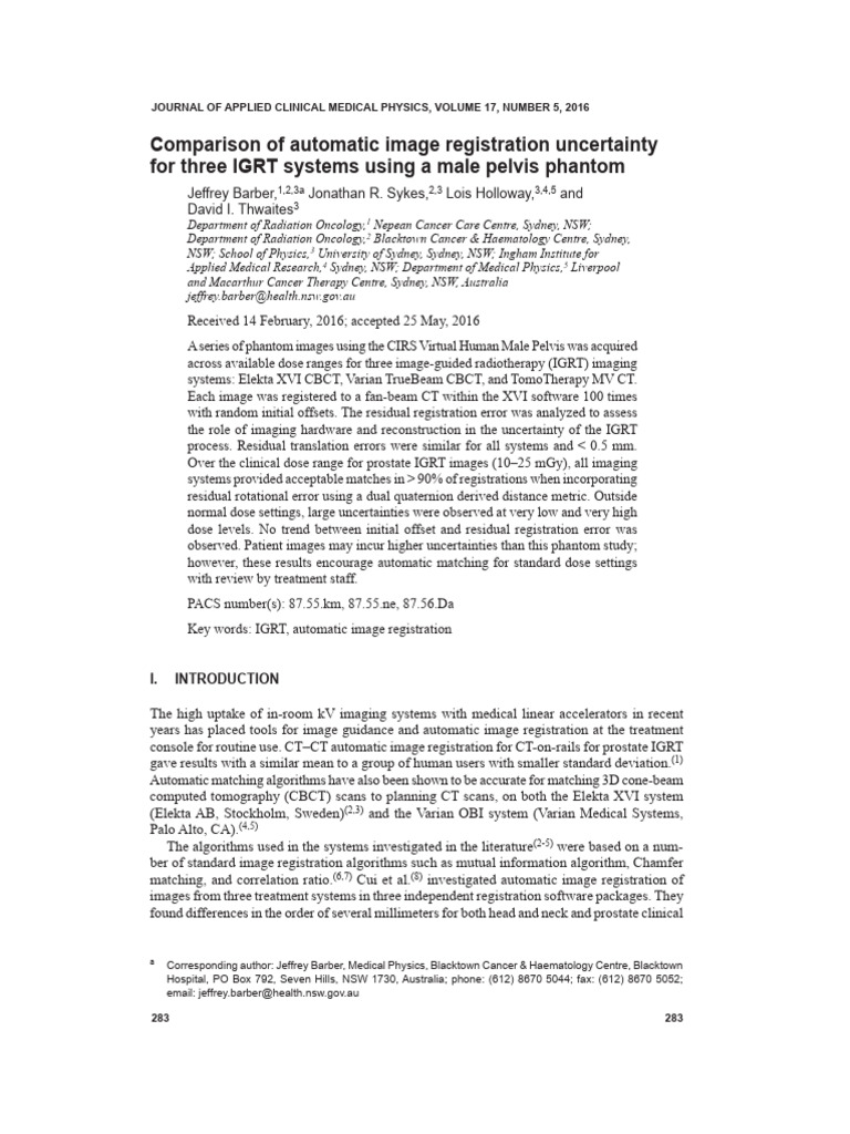 Comparison of Automatic Image Registration Uncertainty For Three IGRT ...