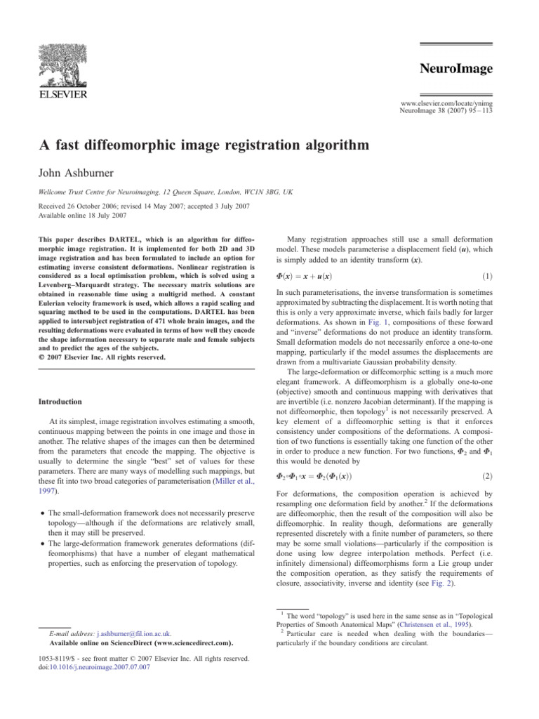 A Fast Diffeomorphic Image Registration Algorithm | PDF | Matrix (Mathematics) | Determinant