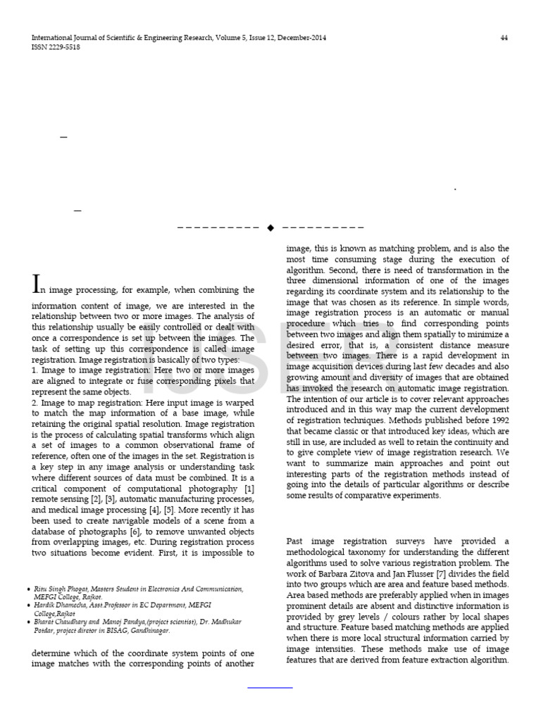 Different Image Registration Methods An Overview | PDF | Fourier ...