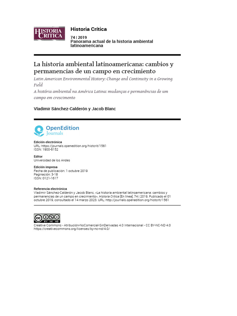 histcrit-1561 | PDF | America latina | Historia ambiental