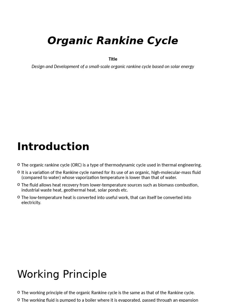 Solar-Powered Organic Rankine Cycle Design | PDF | Technology & Engineering