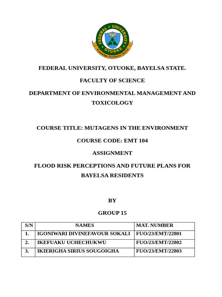 GROUP 15 ASSIGNMENT | PDF | Survey Methodology | Flood