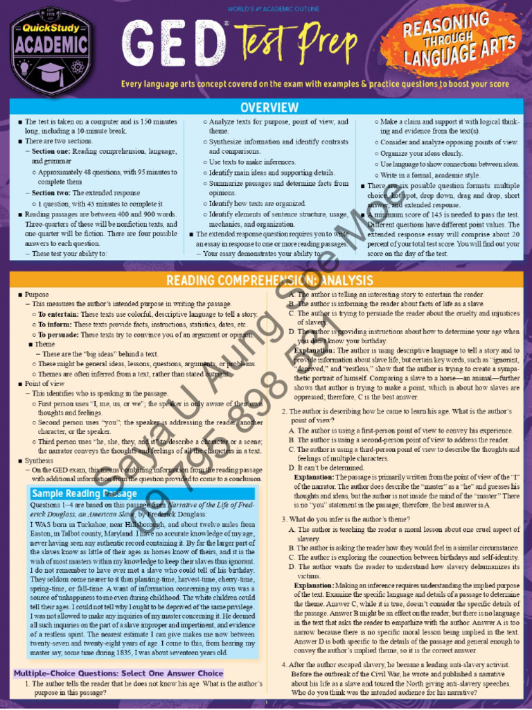 GED Test Prep RLA by Saya U Aung Soe Moe | PDF