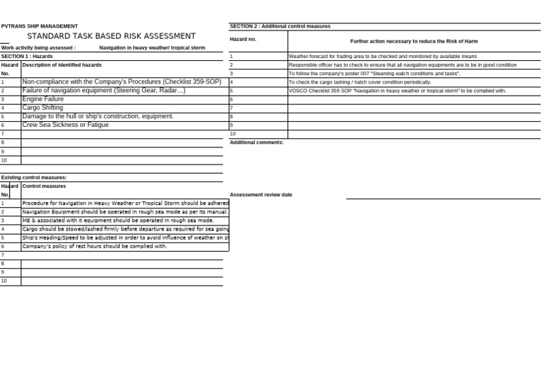 Risk Assessment-Navigation in Heavy Weather or Tropical Storm - 1 | PDF ...