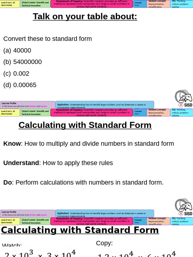 Calculating With Standard Form | PDF | Measurement | Mathematics