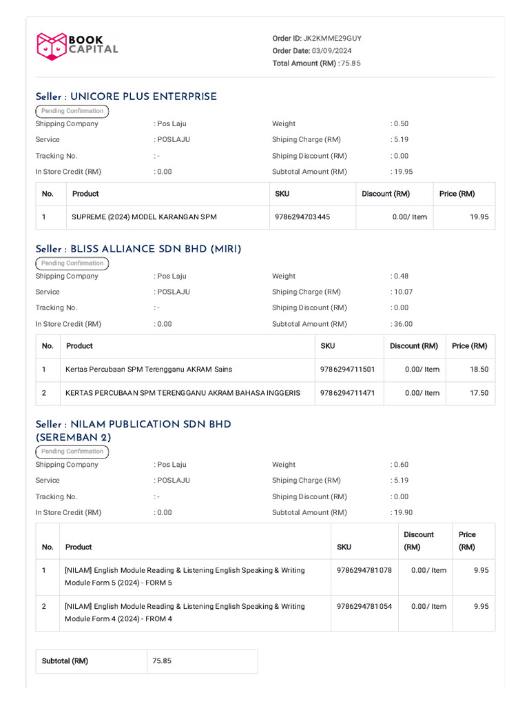 Invoice beli buku | PDF | Business Documents | Accounting