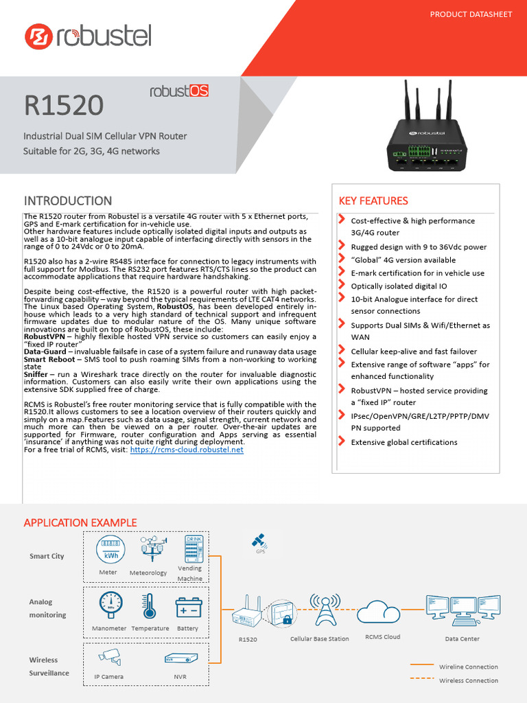 Industrial-Cellular-Router-R1520-DS-v.1.0.1 | PDF | Router (Computing ...