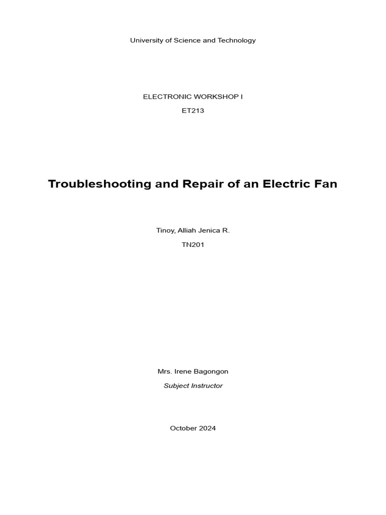 Alliah Tinoy - Workshop I Module | PDF | Screw | Electrical Wiring