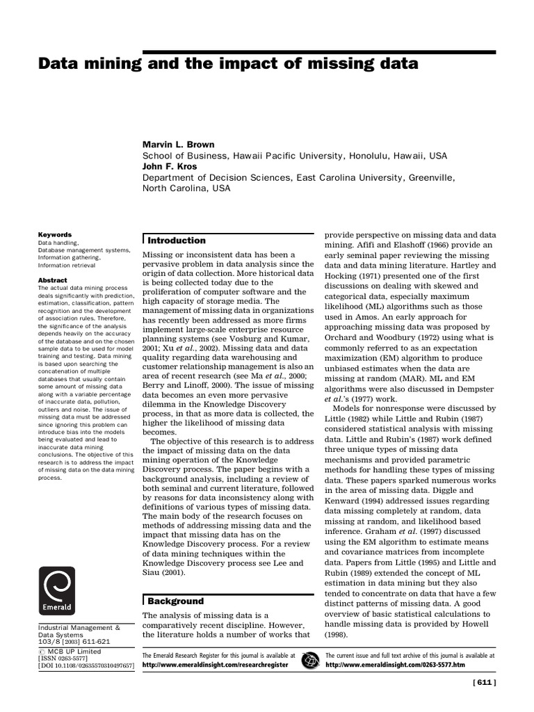 impact on data mining Brown 2008 | PDF | Regression Analysis | Dependent And Independent Variables