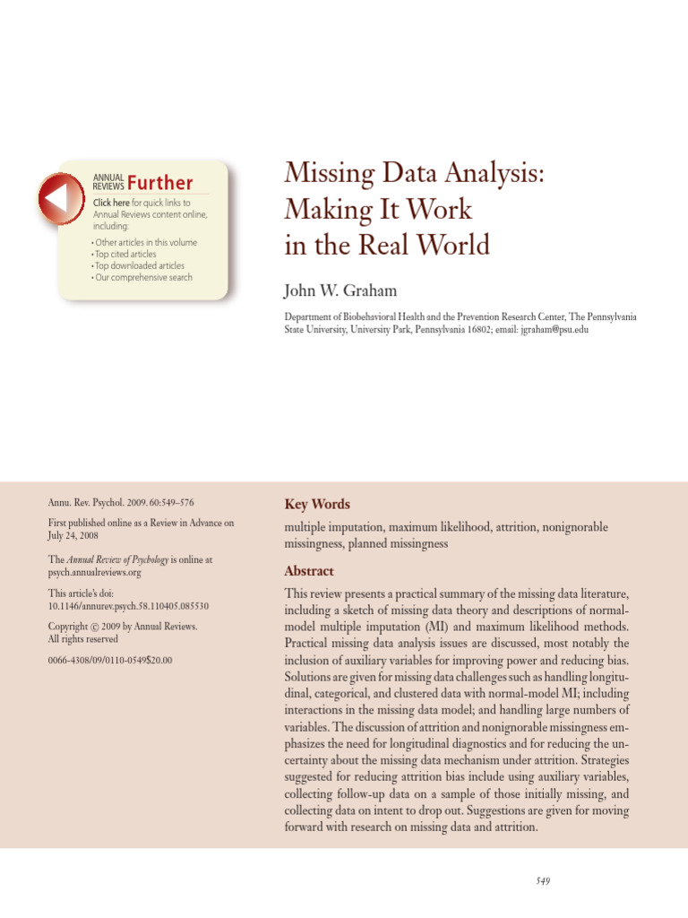 Graham2009 Missing Values Analysis | PDF | Statistics | Bias Of An ...