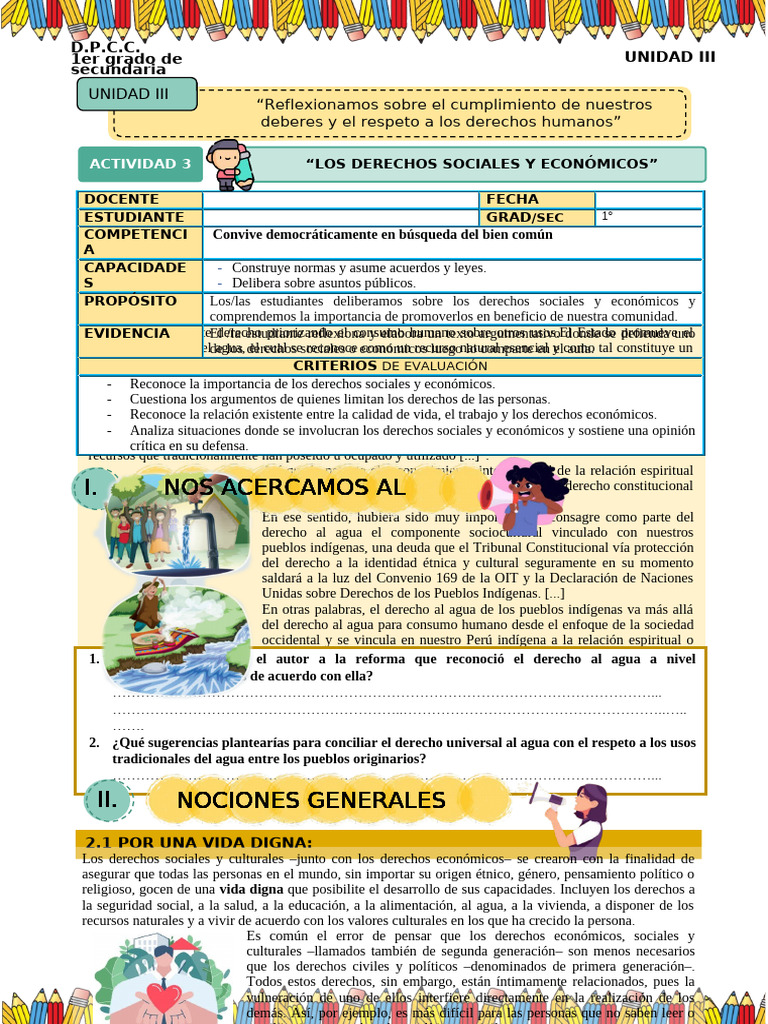 1° DPCC - Actv.03-Und.3 2024 | PDF | Derechos humanos | Derechos