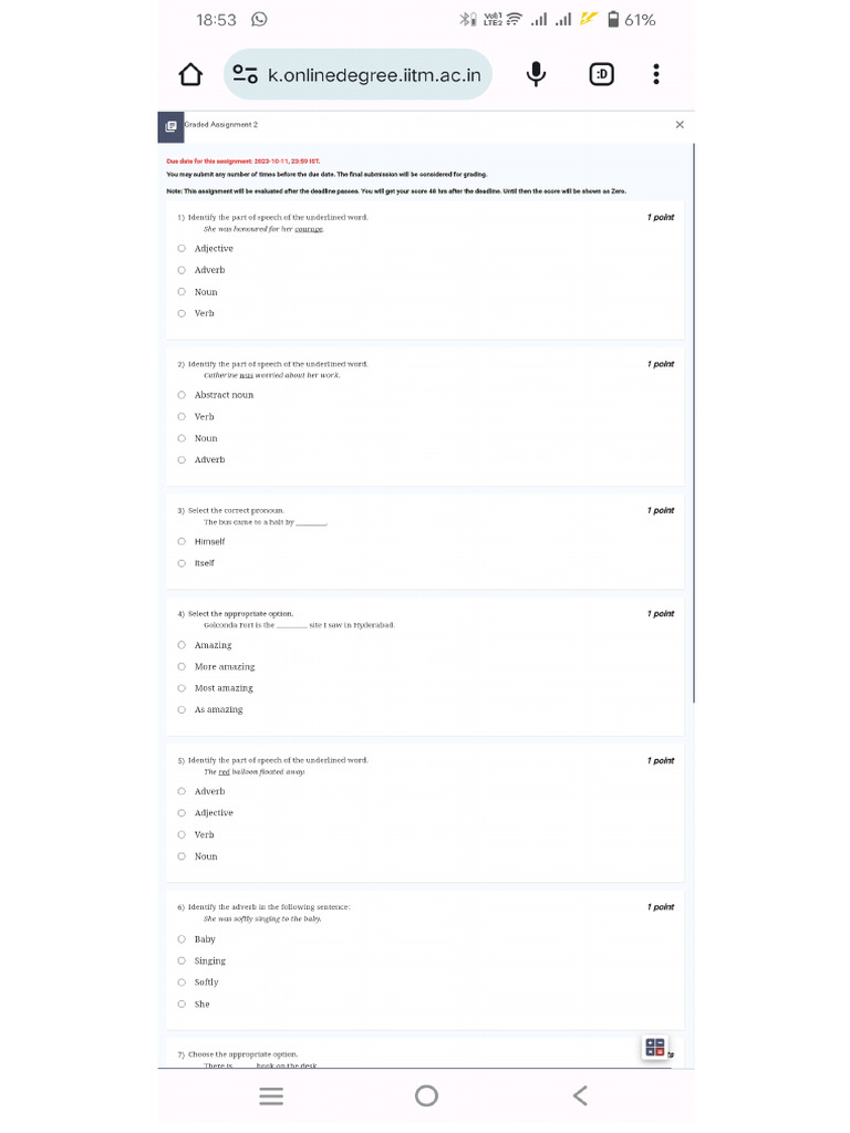 Graded Assignment English 1. Week 2 | PDF