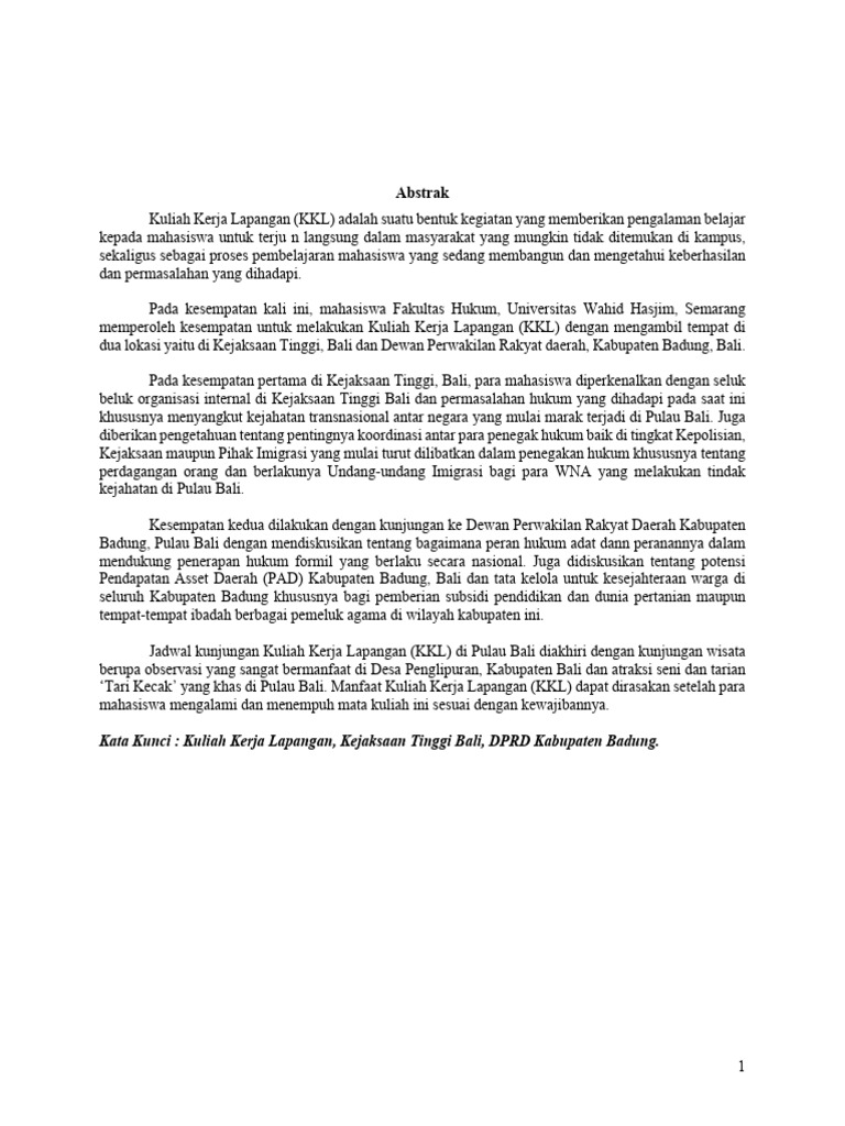 Laporan Akhir Kkl Bali | PDF