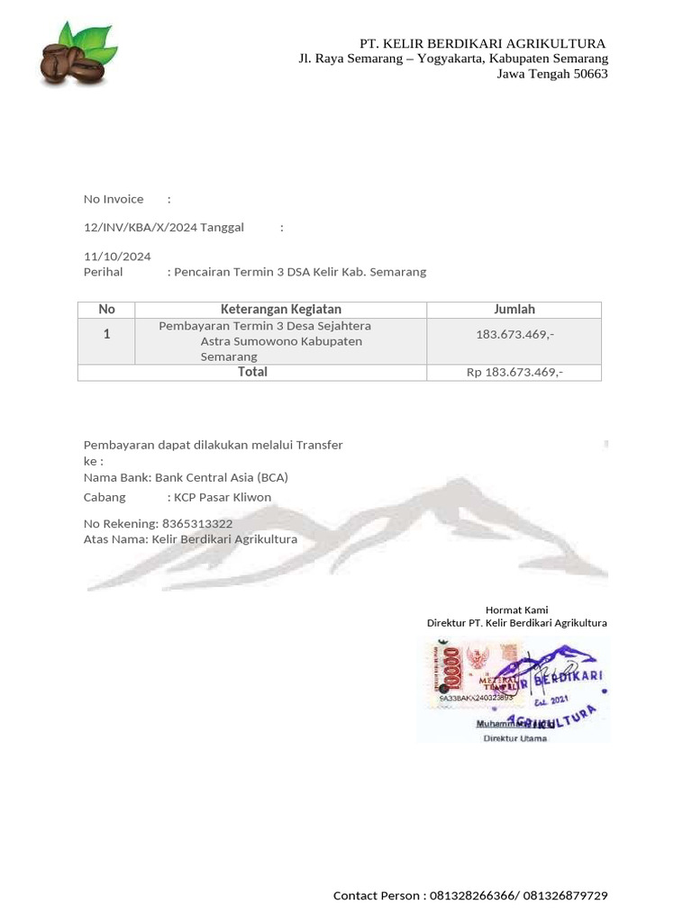 Invoice Termin 3 DSA Kelir Semarang 2024 | PDF