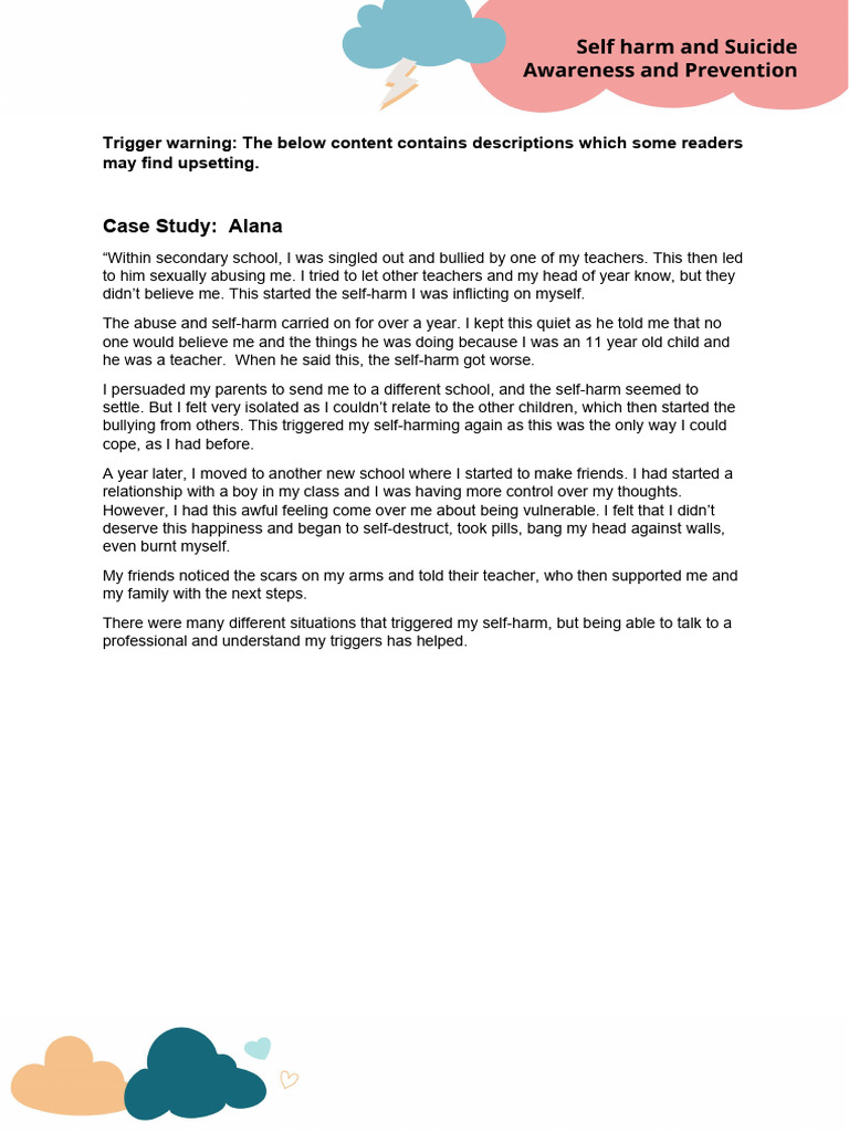Case Study - Alana ( Self-Harm and Suicide ) | PDF