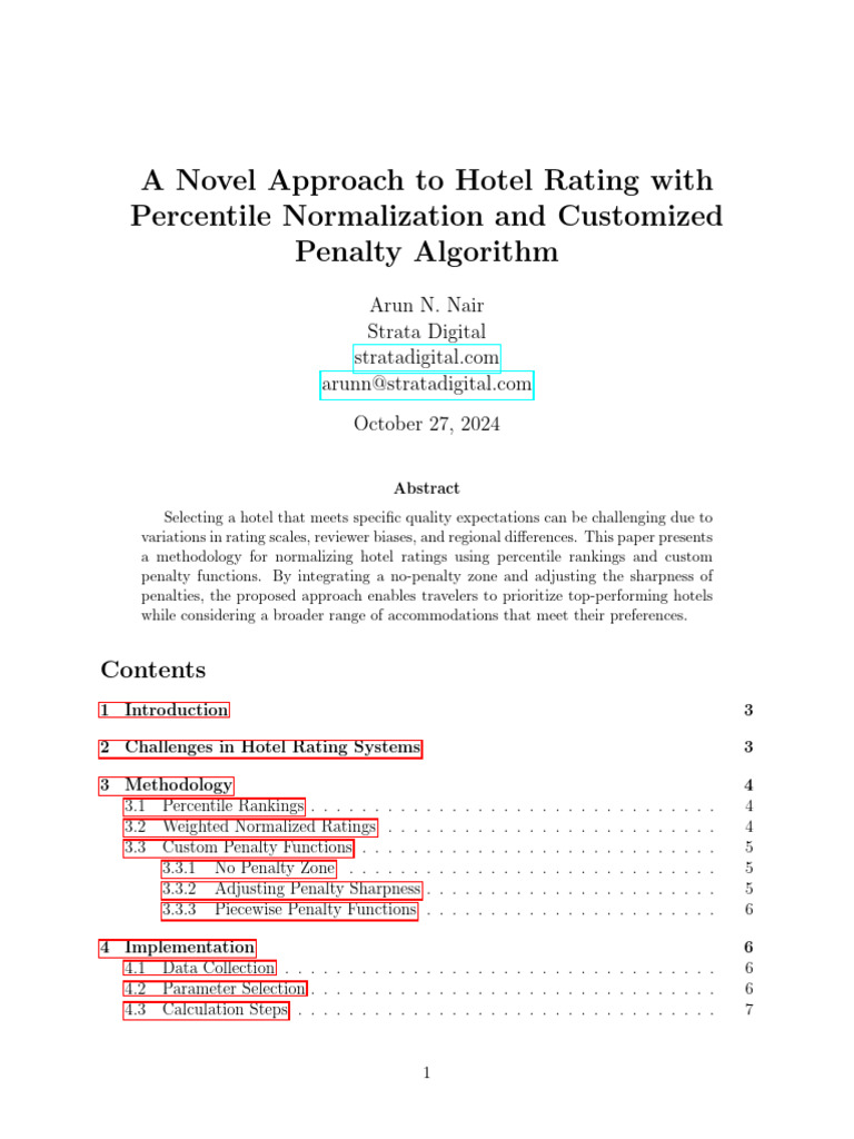 Novel Approach To Hotel Rating | PDF | Percentile | Methodology