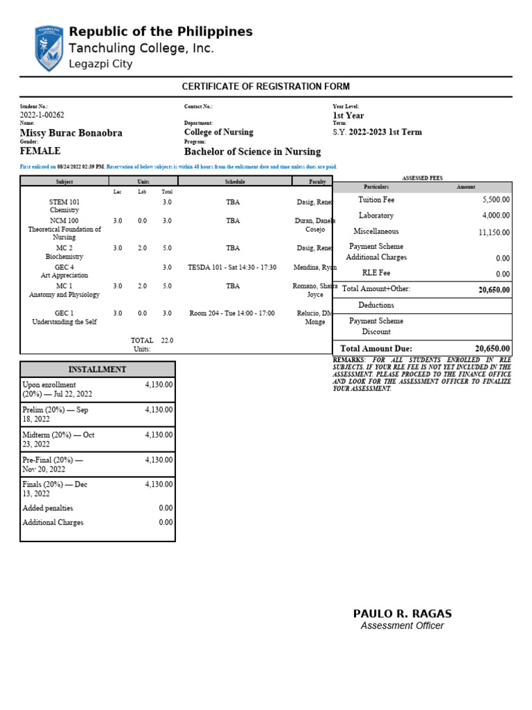 2022-1-00262 - Bonaobra, Missy Burac | PDF | Health Care
