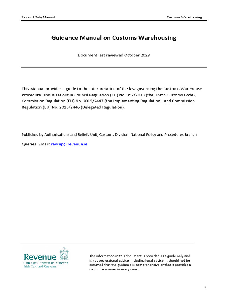 Customs Warehousing | PDF | Customs | Warehouse