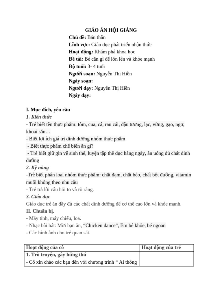 Giáo Án H I Gi NG | PDF