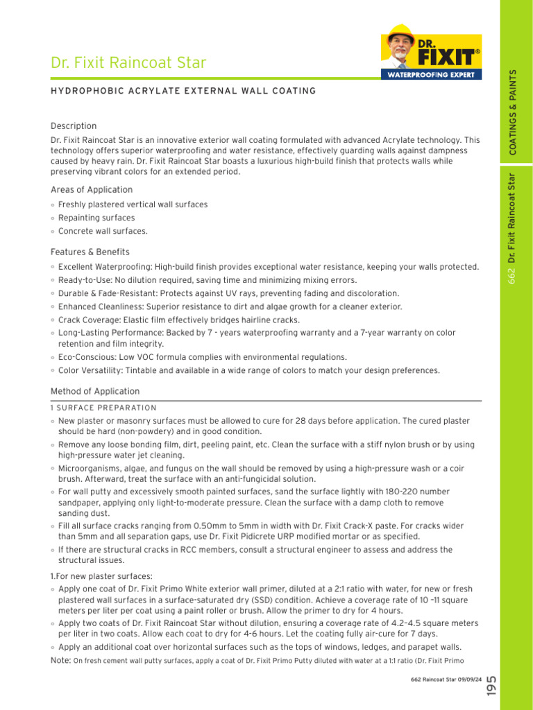 66dfb9a823fe8 662 DR Fixit Raincoat Star PDF | PDF | Paint | Plaster