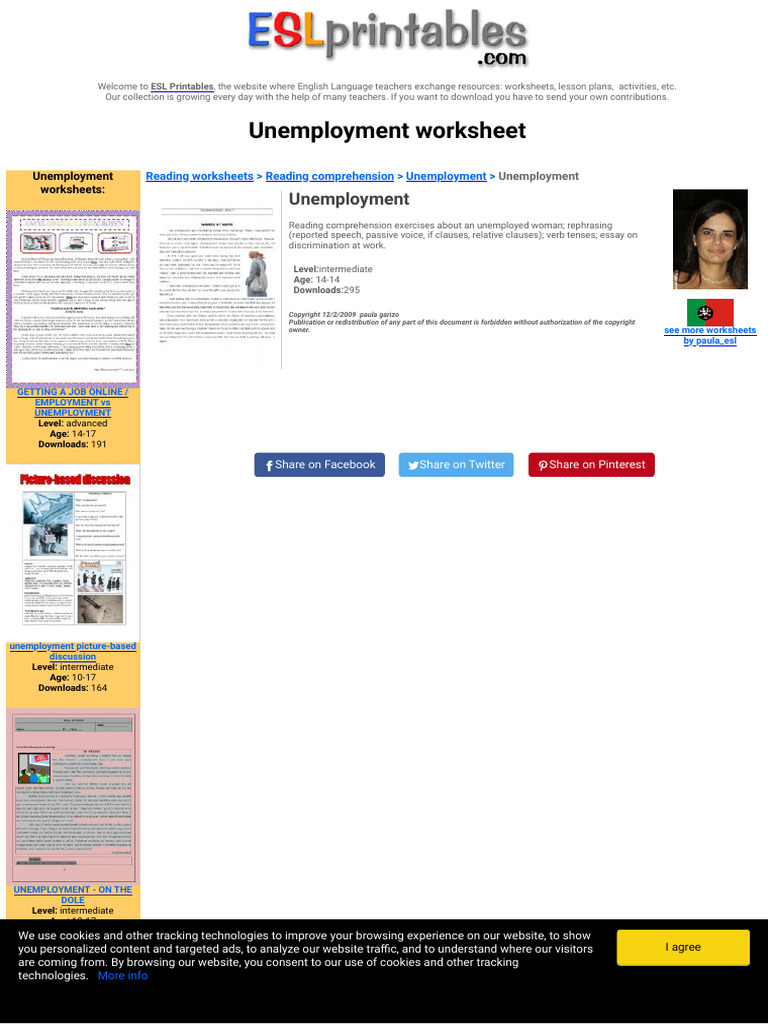 Unemployment-ESLworksheetbypaula Esl 1730116295716 | PDF | Human ...