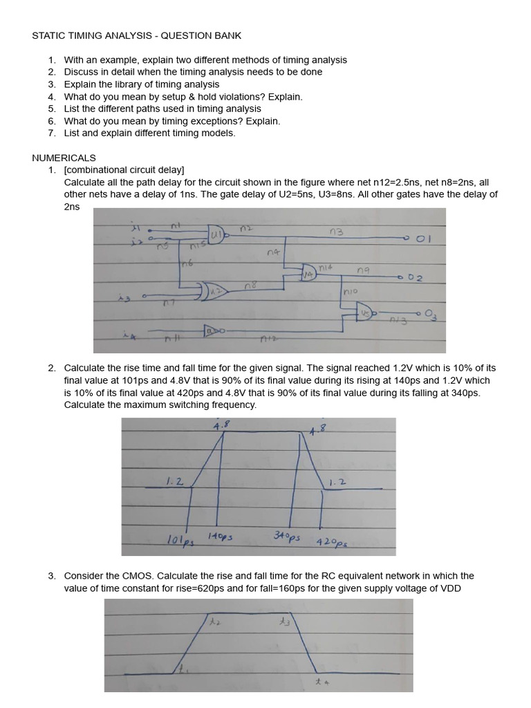Static Timing Analysis - Question Bank | PDF | Technology & Engineering