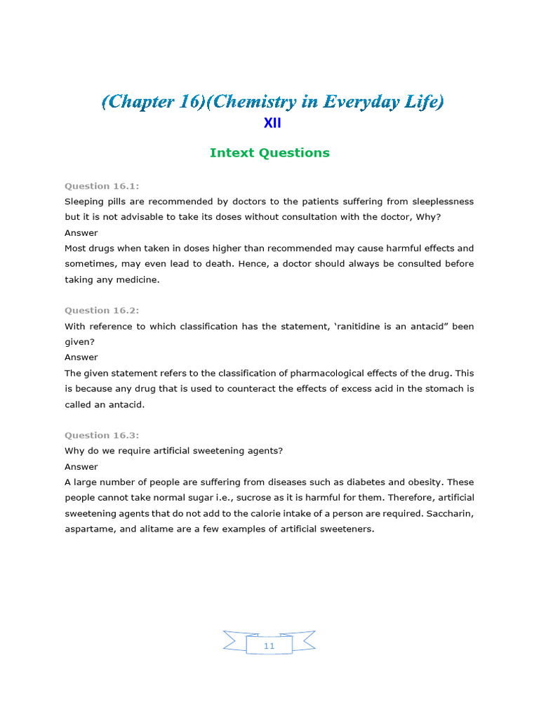 Chapter 16 Chemistry in Everyday Life (Book Inside) | PDF