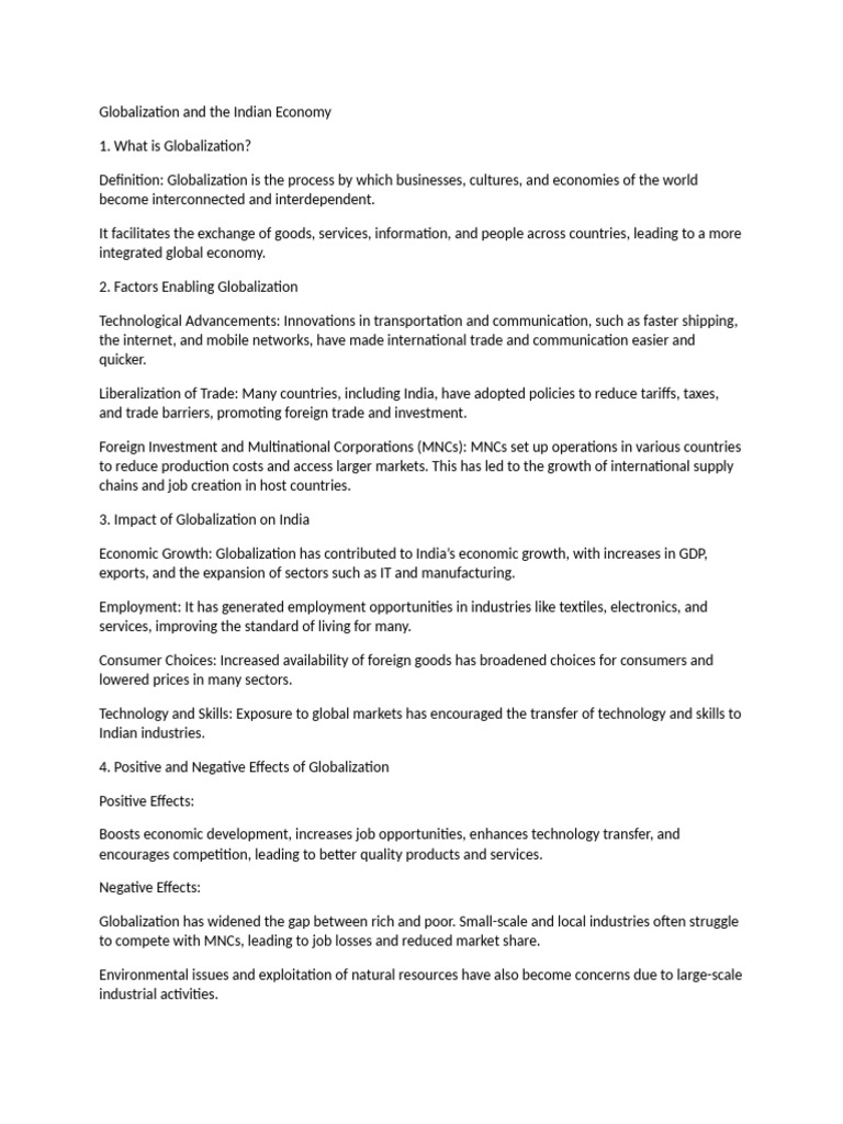 Globalissation Class Notes All Grade From 6 To 10 | PDF | Globalization ...
