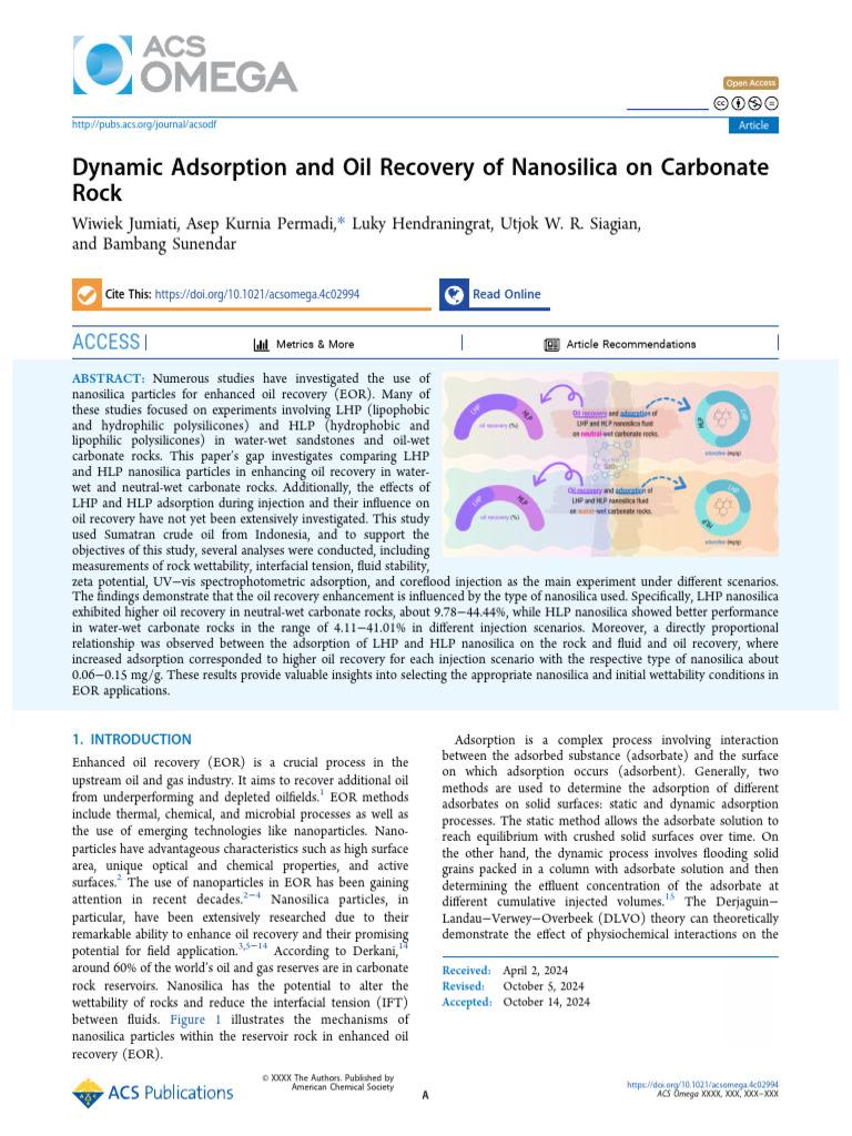 jumiati-et-al-2024-dynamic-adsorption-and-oil-recovery-of-nanosilica-on-carbonate-rock | PDF ...