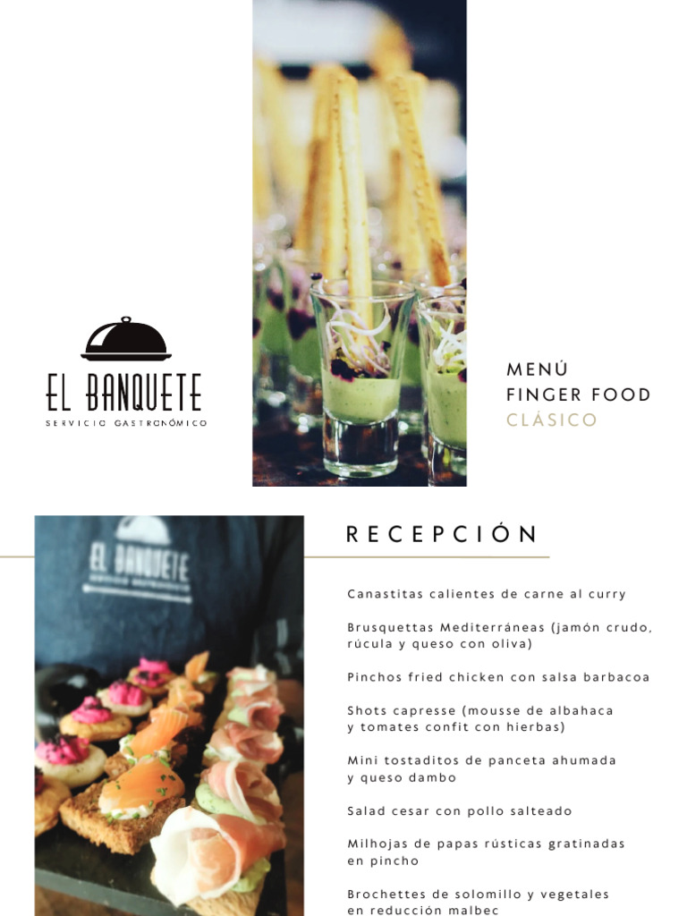Menu Finger Food Clasico - El Banquete | PDF