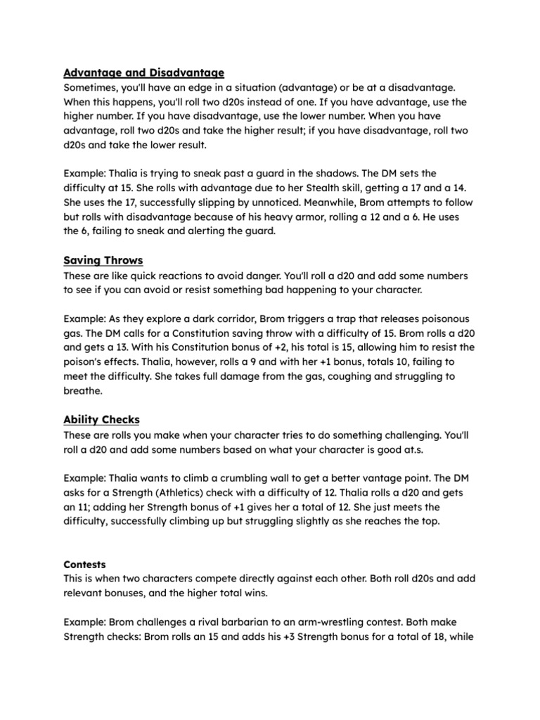 Advantage and Disadvantage DND | PDF