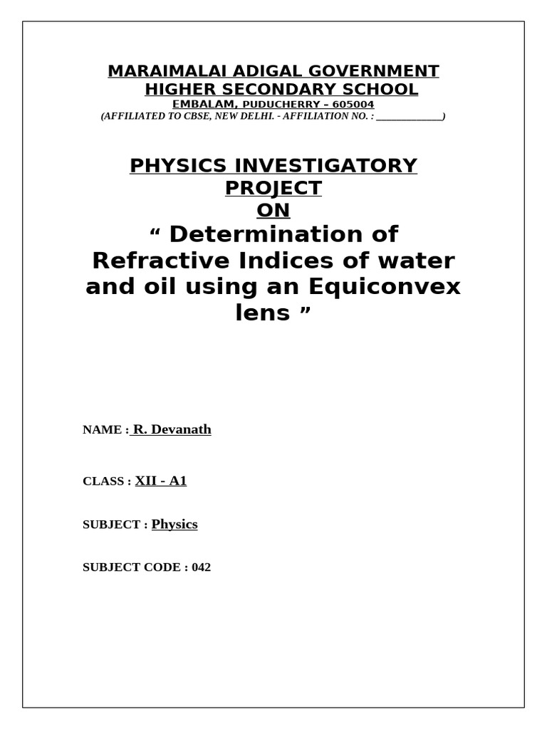 XII NEW PROJECT TYPE 03 ! | PDF | Refractive Index | Mirror