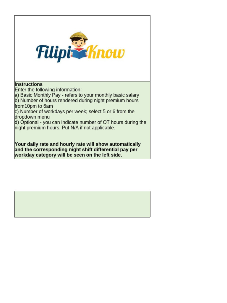 Night Shift Differential Pay Calculator | PDF