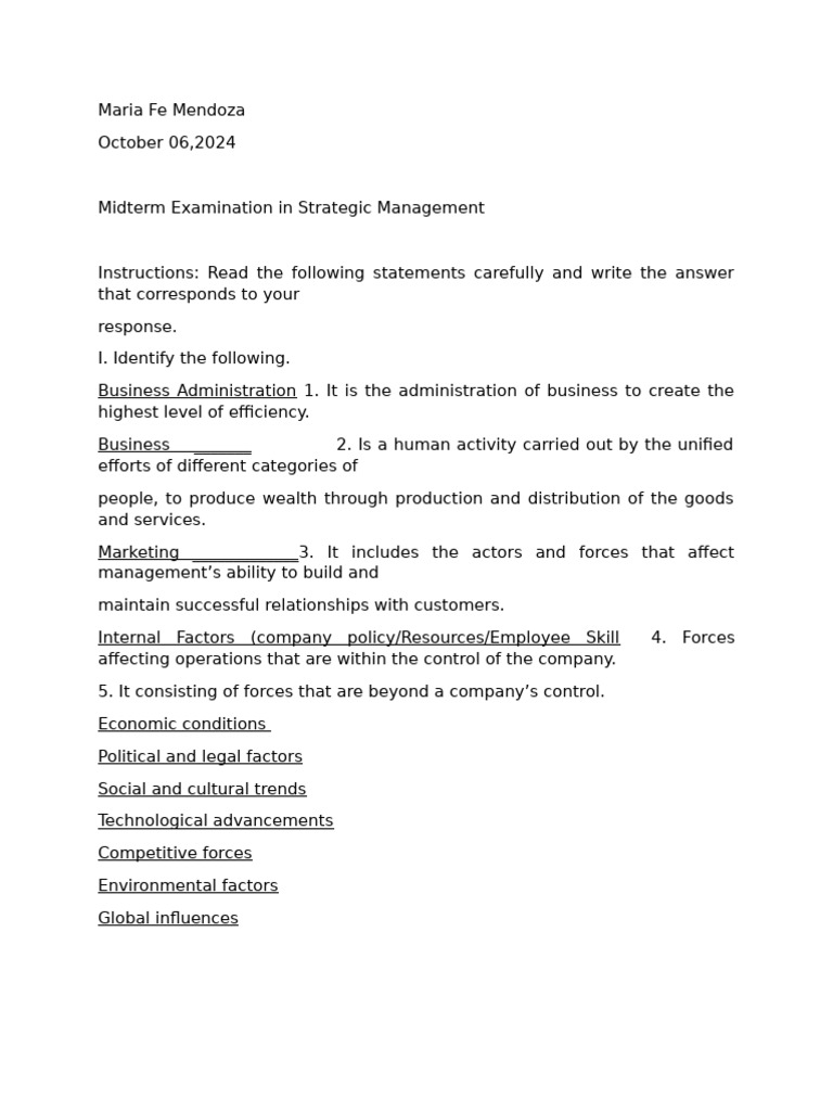Strategic Management PDF Competitive Advantage Swot Analysis