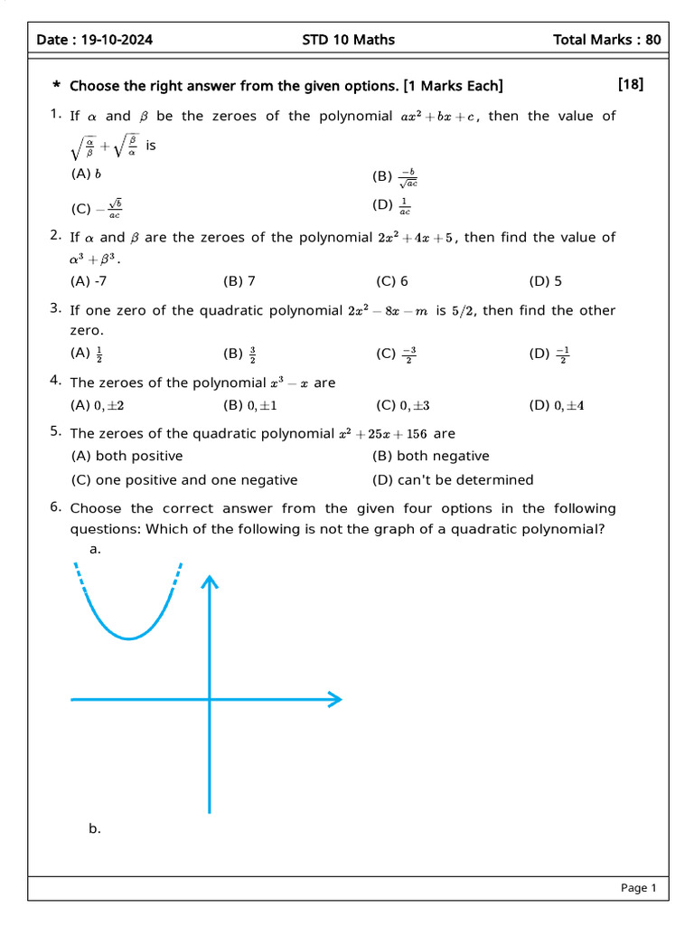 Math Ch 2 Board Level | PDF | Quadratic Equation | Polynomial