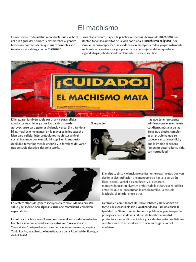 Impacto del Machismo en la Sociedad | PDF | Estudios de género ...