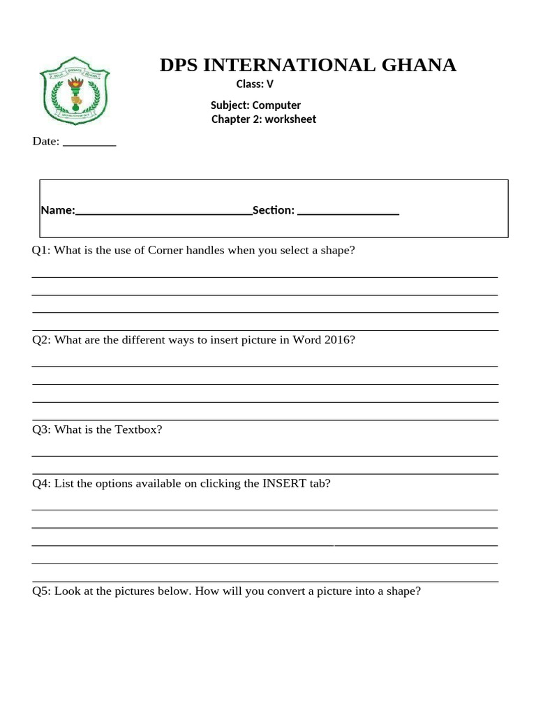 chapter 2 worksheet (1) | PDF