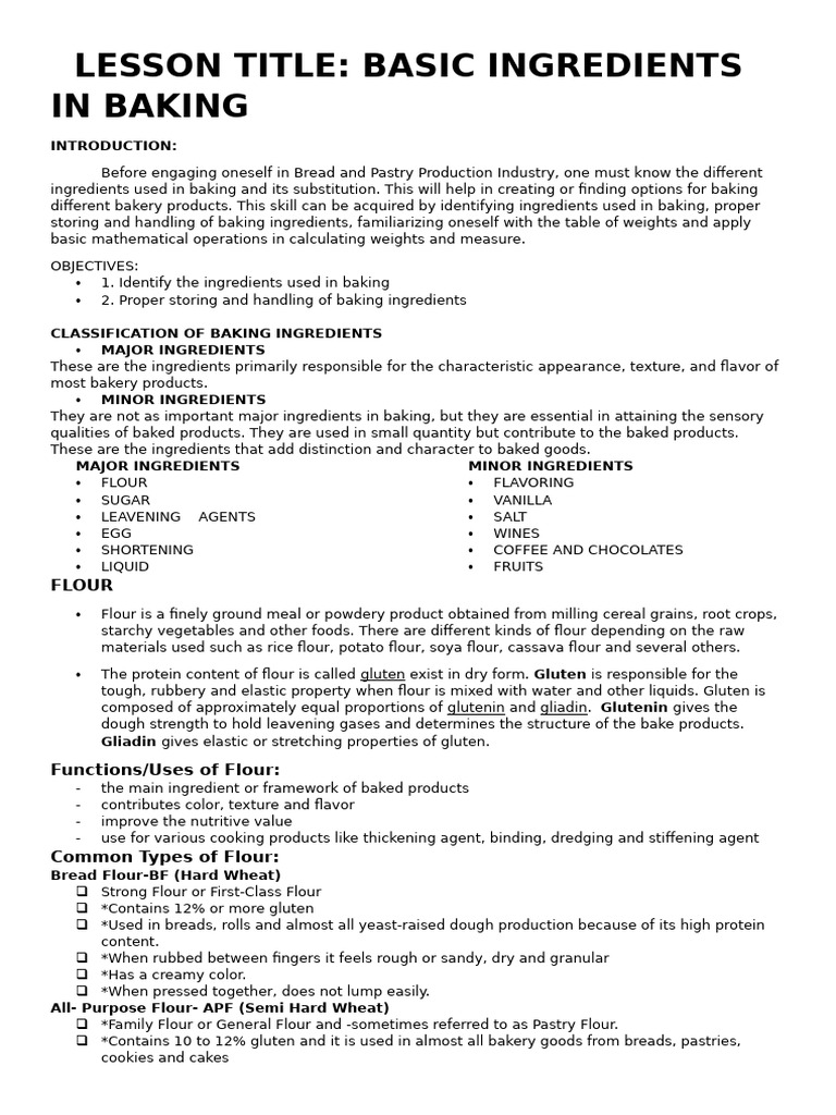 Ingredients and Tools in Baking | PDF | Breads | Flour