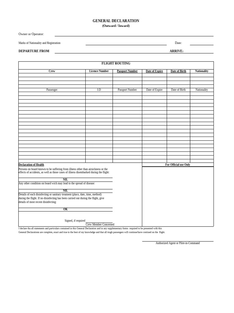 General Declaration (1) | PDF