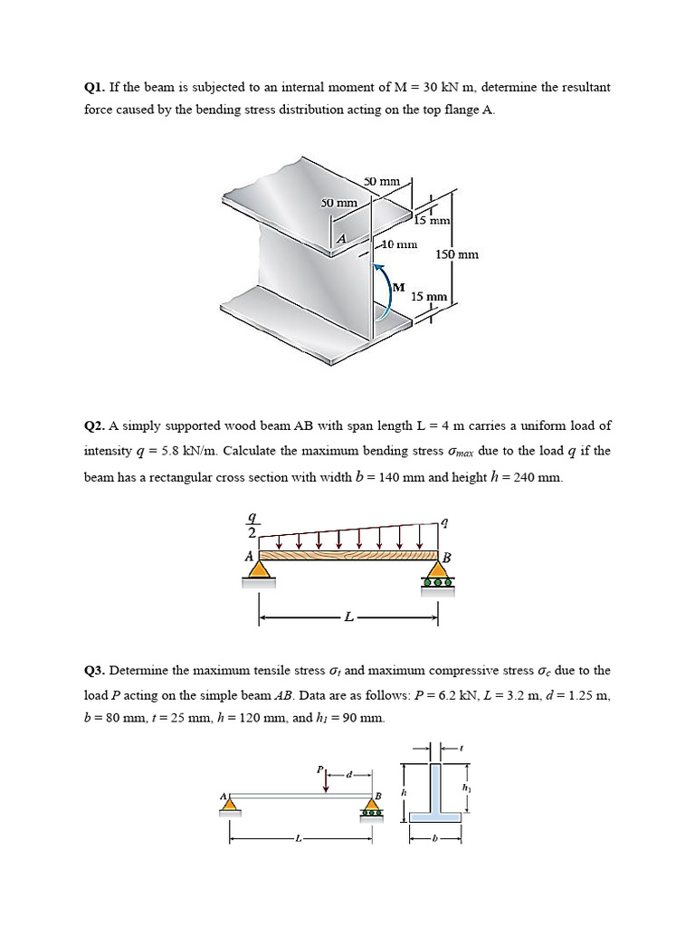 Tutorial Problems - Bending Stress | PDF